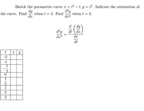 Solved Sketch The Parametric Curve X T3−t Y T2 Indicate The