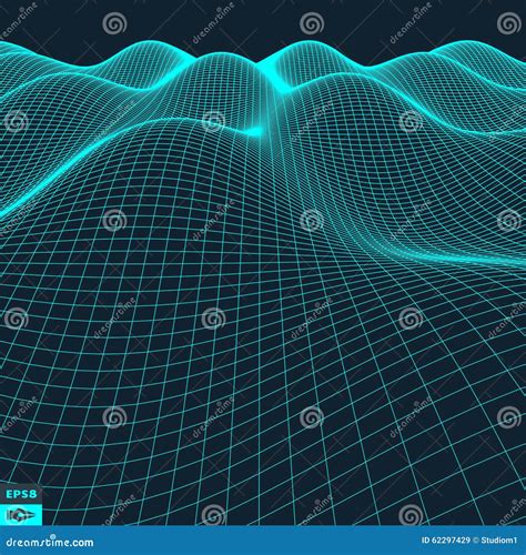 abstract vector landscape background cyberspace grid stock vector