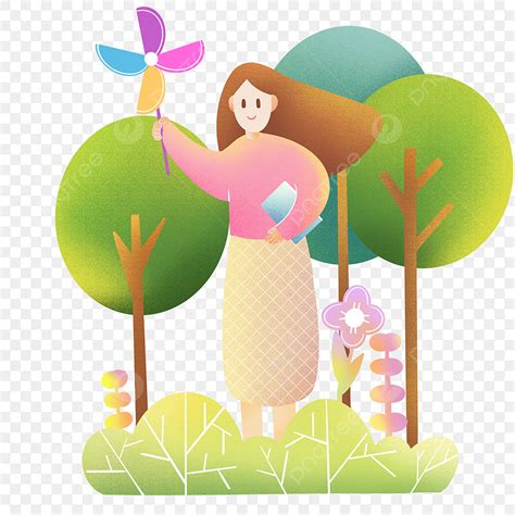 컬러 풍차 봄 일러스트 투어 그림 예쁜 아가씨 푸른 책 컬러 풍차 봄나들이 삽화 작고 예쁜 소녀 Png 일러스트 및 Psd 이미지 무료 다운로드 Pngtree