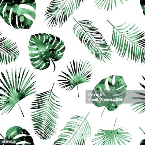 어두운 배경에 손바닥 잎이있는 원활한 색상 벡터 패턴 벡터 0명에 대한 스톡 벡터 아트 및 기타 이미지 0명 검은색 관광 리조트 Istock