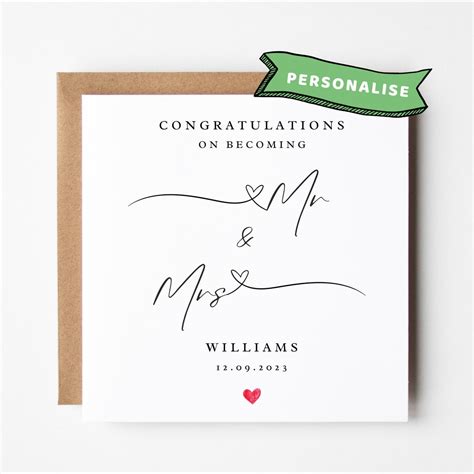 Personalised Mr And Mrs Wedding Card Congratulations Wedding Card T