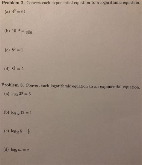 Solved Problem 2 Convert Each Exponential Equation To A