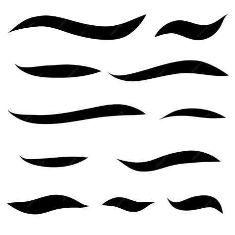 스와시 손으로 그린 브러쉬 선 세트는 낙서 스타일의 붓글씨 요소의 벡터 컬렉션에 밑줄을 긋습니다 Swirl Swoosh Brushstroke 프리미엄 벡터