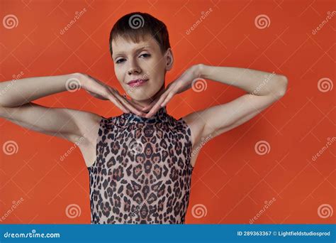 Cheerful Androgynous Person Smiling And Posing Stock Image Image Of