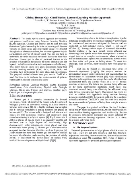 Pdf Clinical Human Gait Classification Extreme Learning Machine Approach