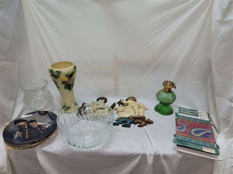 2 Boxes Of Decorations Wallpaper Border Glassware Baer Auctioneers