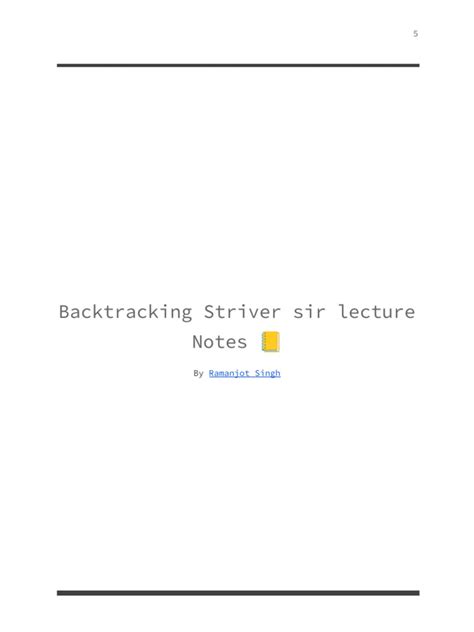 Backtracking Tuf Notes Pdf