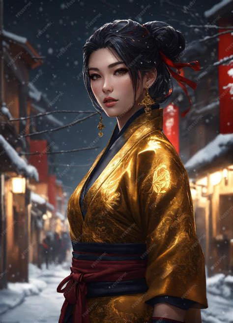8k Wallpaper Of A Mysterious Kunoichi Wearing Gold Jewelry In The
