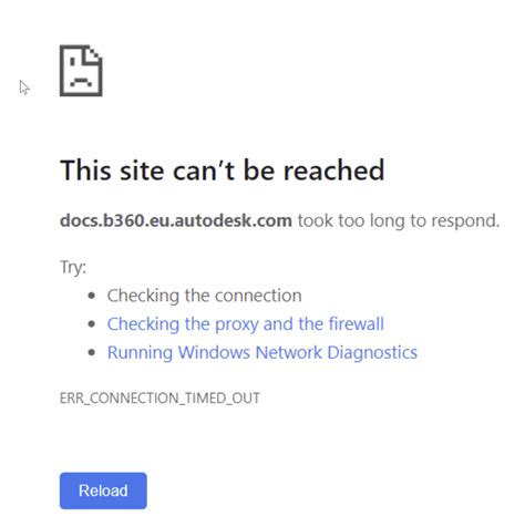 this site can t be reached when trying to navigate to bim 360