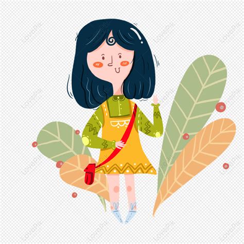 만화 귀여운 소녀 나들이 Png 일러스트 무료 다운로드 Lovepik