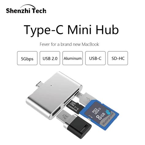Mini Usb C Hub Sd Tf Card Reader Aluminum Usb C Grandado