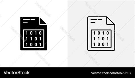 Binary Code Icon In Black And White Representing Vector Image
