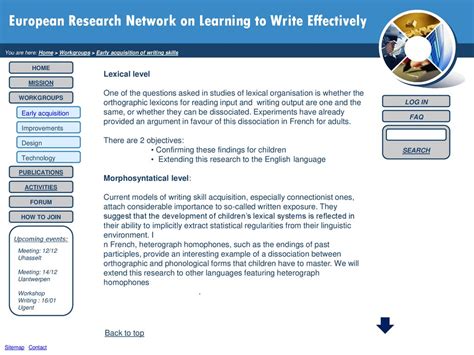 Welcome To The Website Of The European Research Network On Learning To Write Effectively ENG
