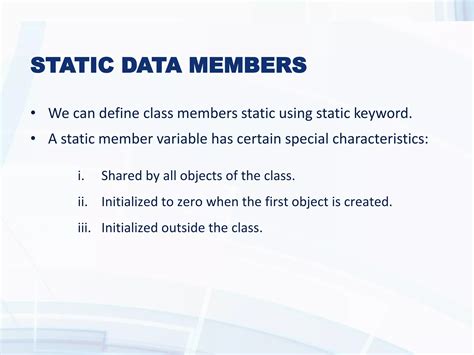 Static Data Members And Member Functions Pptx Programming Languages Computing