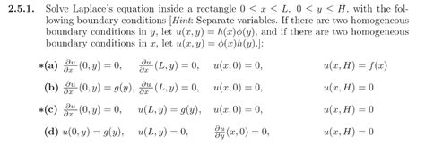 Solved 251 Solve Laplaces Equation Inside A Rectangle 0