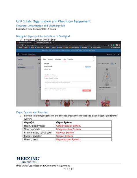 unit 1 lab assignment unit 1 lab organization and chemistry assignment illustrate