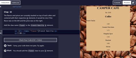 Learn Basic Css By Building A Cafe Menu Step 32 Html Css The Freecodecamp Forum