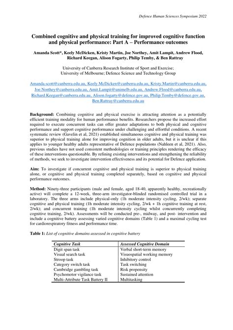 PDF Combined Cognitive And Physical Training For Improved Cognitive Function And Physical