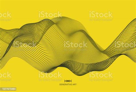 포스터 책 표지 전단지 배너에 대 한 물결 모양 배경 동적 효과입니다 3 차원 관점 그리드입니다 도트와 추상적인 벡터 일러스트입니다 입자를 가진 네트워크 디자인입니다 0명에