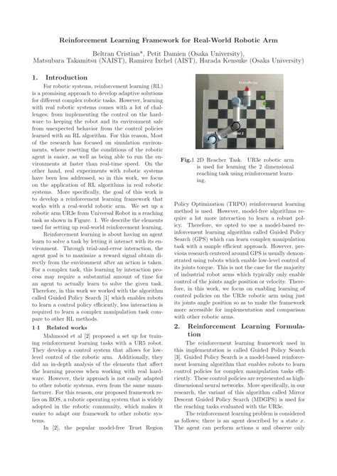 PDF Reinforcement Learning Framework For Real World Robotic Arm