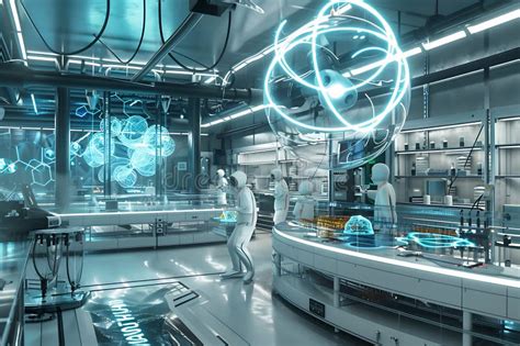 High Resolution Futuristic Command Center With A High Tech Table And