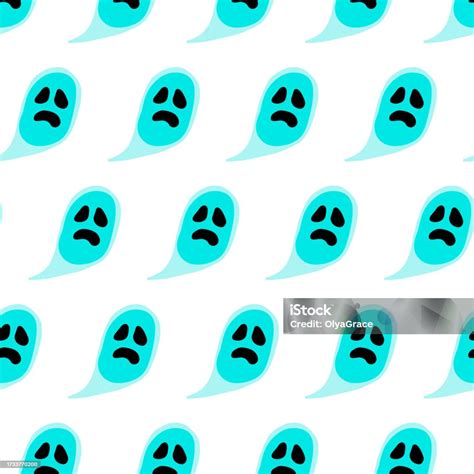 벡터 고스트 원활한 패턴입니다 할로윈 으스스한 스카프는 흰색 배경에 분리되어 있습니다 계절 디자인 직물 장식 또는 인사말 카드에