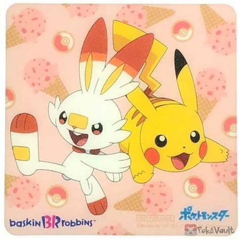 Pokemon 2019 Baskin Robbins Scorbunny Pikachu Plastic Drink Coaster