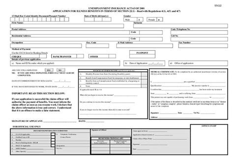 Form Ui 22 Applications For Illness Benefits Document Labour Law