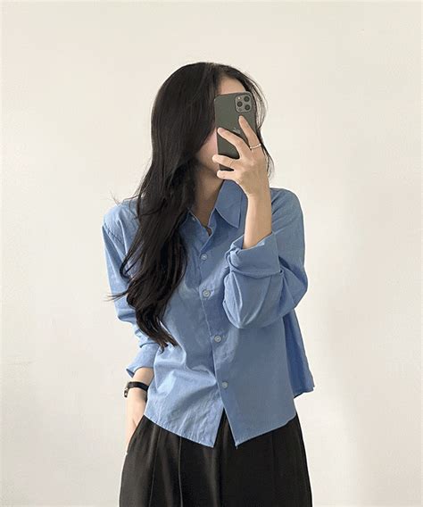 봄신상💓간절기템 데일리 파스텔톤 크롭 카라 긴팔 셔츠 8color 에이블리
