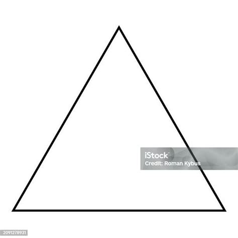 Equilateral Triangle Shape Symbol Black And White Vector Silhouette Illustration Stock