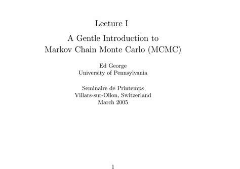 pdf lecture i a gentle introduction to markov chain monte carlo mcmc