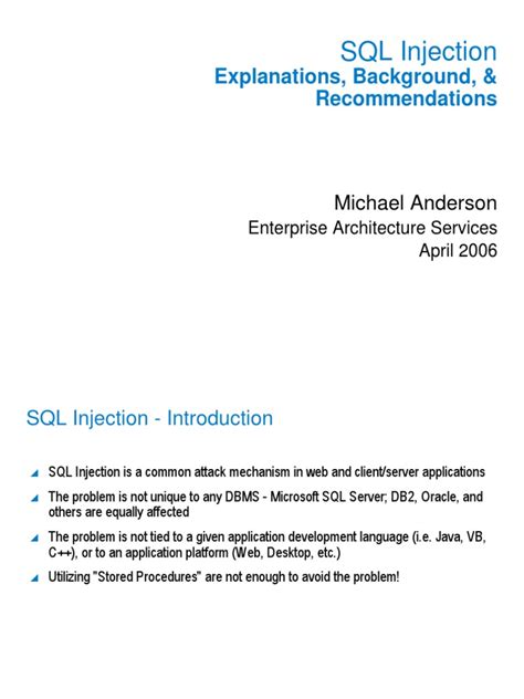 2006 04 13 sql injection pdf sql databases