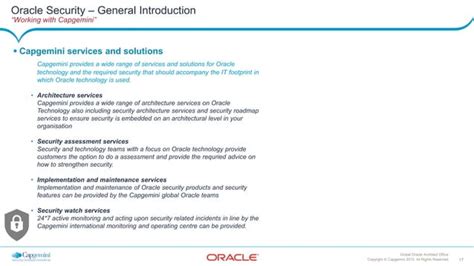 Capgemini Technology Vision For Oracle Database Security Ppt