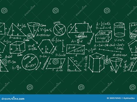 Mathematics And Geometry Figures And Formulas Seamless Pattern Background Stock Vector