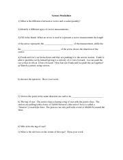 Worksheet Vectors Doc Vectors Worksheet 1 What Is The Difference Between A Vector And A Scalar