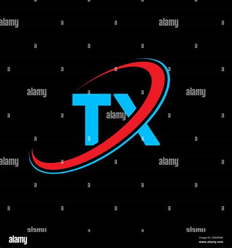 Tx T X Letter Logo Design Initial Letter Tx Linked Circle Uppercase Monogram Logo Red And Blue