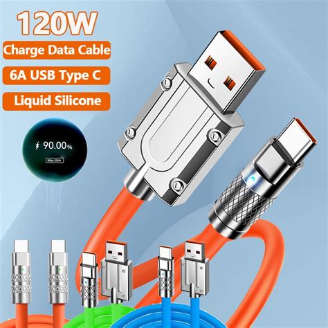 120w 6A Super Fast Charge PD Type C To TypeC Liquid Silicone Cable Quick Charge USB Data Cord