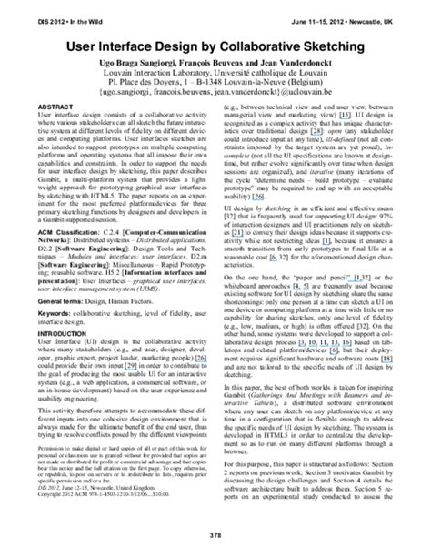 Pdf User Interface Design By Collaborative Sketching Jean Vanderdonckt