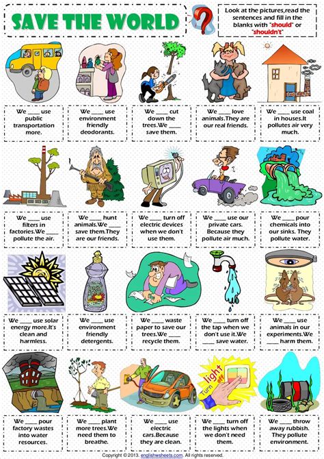 Save The World Environmental Worksheet Artofit