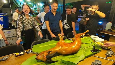 Ra Hà Nội ăn Dê Quay Nguyên Con ở Quán Ok Con Dê Cùng A Duy A Hà Còi A Dũng Béo Hà Nội Phố Youtube