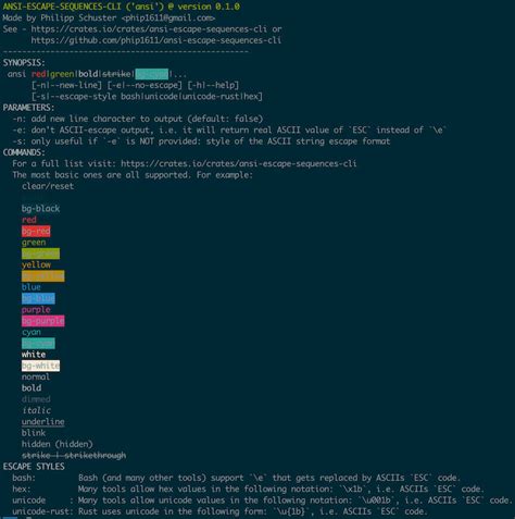 Ansi Escape Sequences Cli — Command Line Utility In Rust Librs