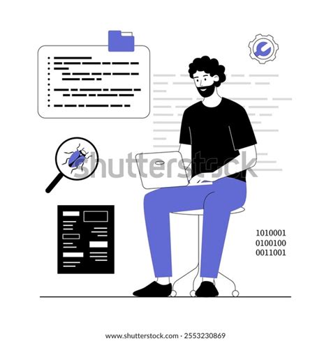 Software Development Programming Coding Developer Works Stock Vector