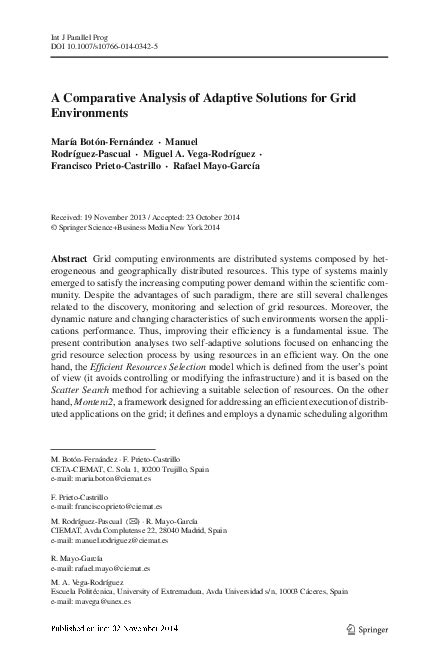 Pdf A Comparative Analysis Of Adaptive Solutions For Grid Environments