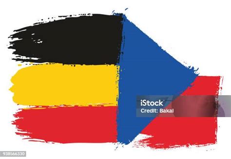 독일 깃발 및 체코 공화국 깃발 벡터 손으로 둥근 브러시로 그린 개념에 대한 스톡 벡터 아트 및 기타 이미지 개념 경쟁 경쟁자 Istock
