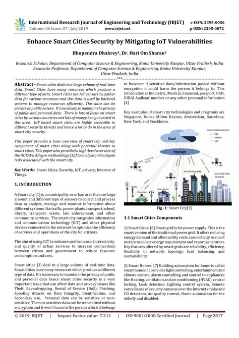 Pdf Enhance Smart Cities Security By Mitigating Iot Vulnerabilities