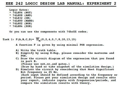 Solved EEE LOGIC DESIGN LAB MANUAL EXPERIMENT Logic Chegg Com