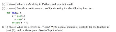 Solved A 2 Marrs What Is A Docstring In Python And How