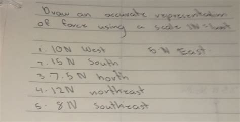 draw an accurate representation of force using a scale 1n 1unit 1 10n