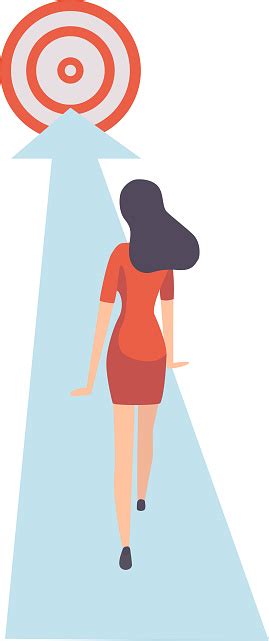 목표에 화살표를 따라 앞으로 걷는 사업가 뒤에서보기 목표 벡터 일러스트의 성취 성공에 대한 스톡 벡터 아트 및 기타 이미지 성공 여자 사업가 개념 Istock