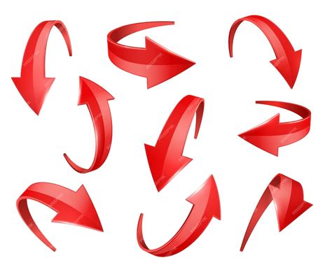 Premium Vector Red Realistic Glossy 3d Curve Arrows At Various Positions An Angles Red